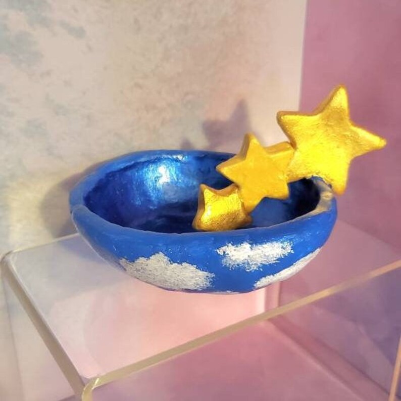 Handmade Stars and Clouds Clay Dish, Hand Crafted Trinkets Dish Unique ...