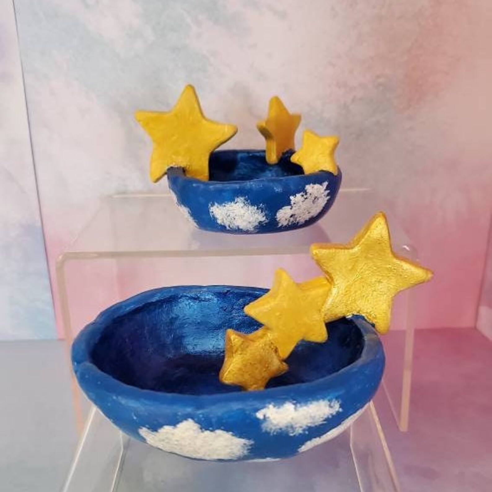 Handmade Stars and Clouds Clay Dish, Hand Crafted Trinkets Dish Unique ...