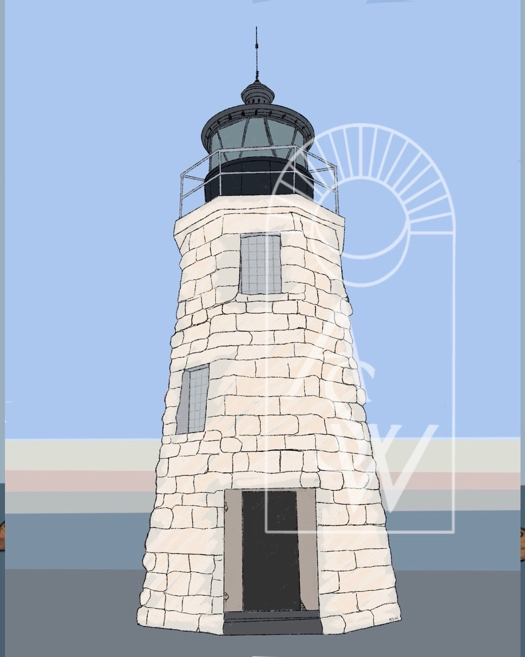 Goat Island Lighthouse, Newport RI Illustration - Etsy