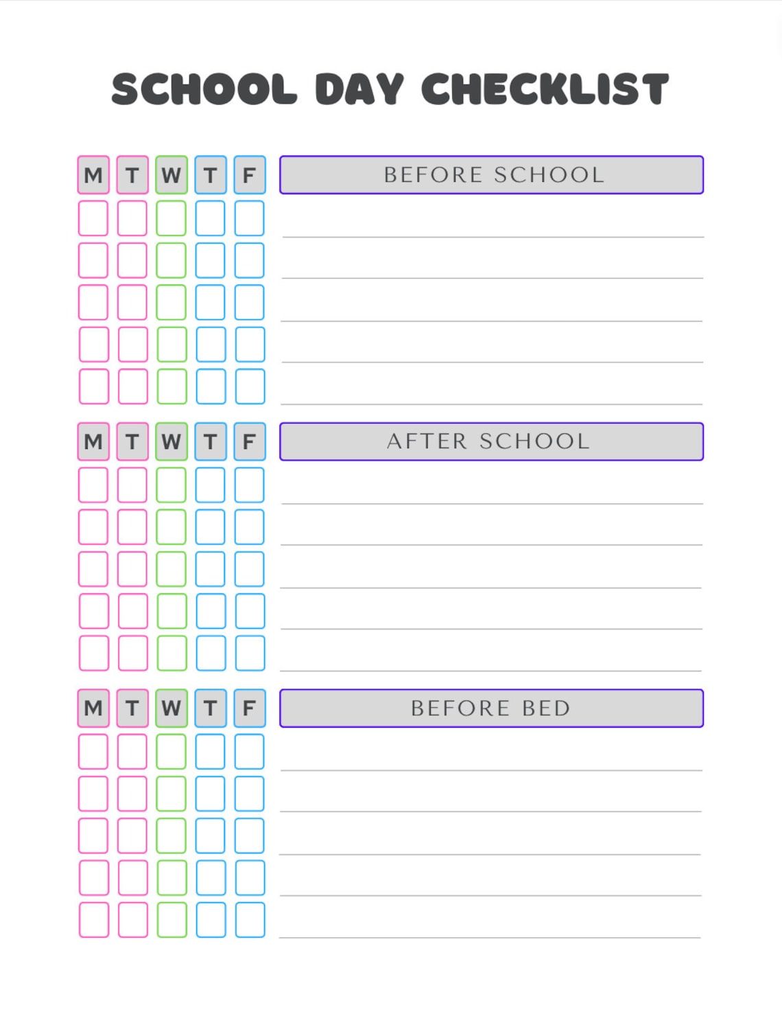 Editable Kids Chore Charts, Responsibility Charts, Kids Daily ...