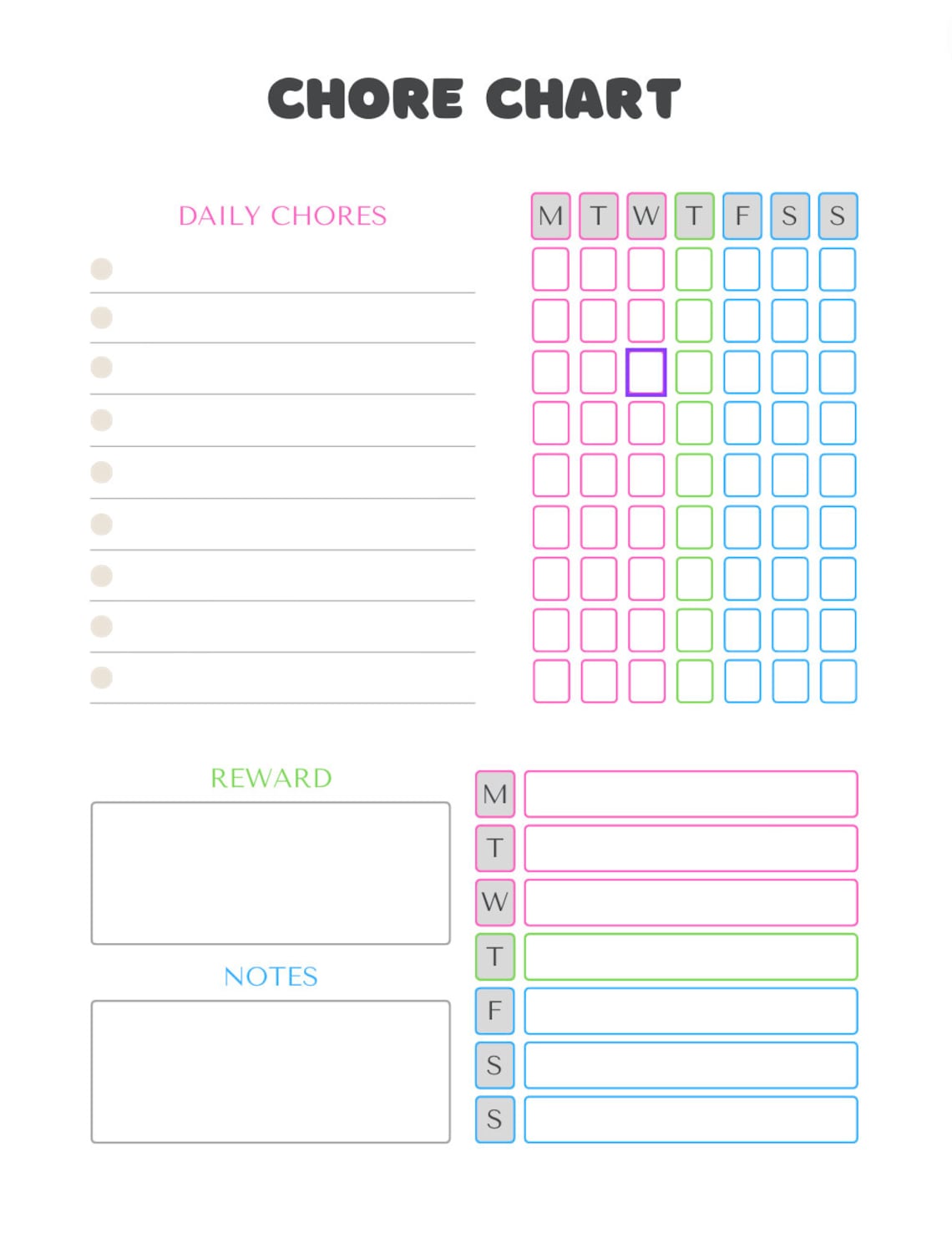 Editable Kids Chore Charts, Responsibility Charts, Kids Daily ...