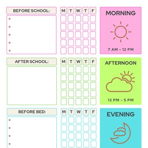 Editable Kids Chore Charts, Responsibility Charts, Kids Daily ...