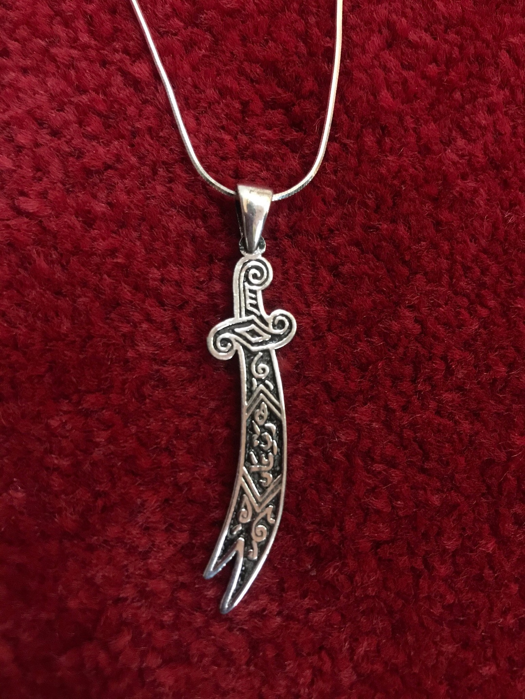 Solid Silver 925 HZ Zulfiqar Imam Ali Shia Sword Muslim Arabic Pendant ...