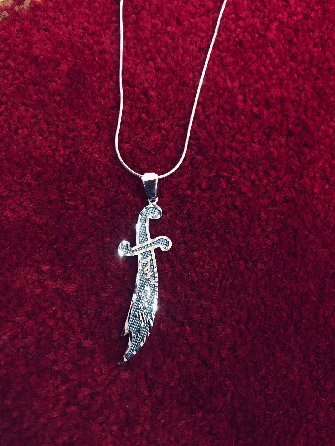 Solid Silver 925 HZ Zulfiqar Imam Ali Shia Sword Muslim Arabic Pendant ...