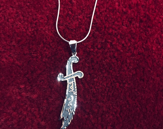 Solid Silver 925 HZ Zulfiqar Imam Ali Shia Sword Muslim Arabic Pendant ...