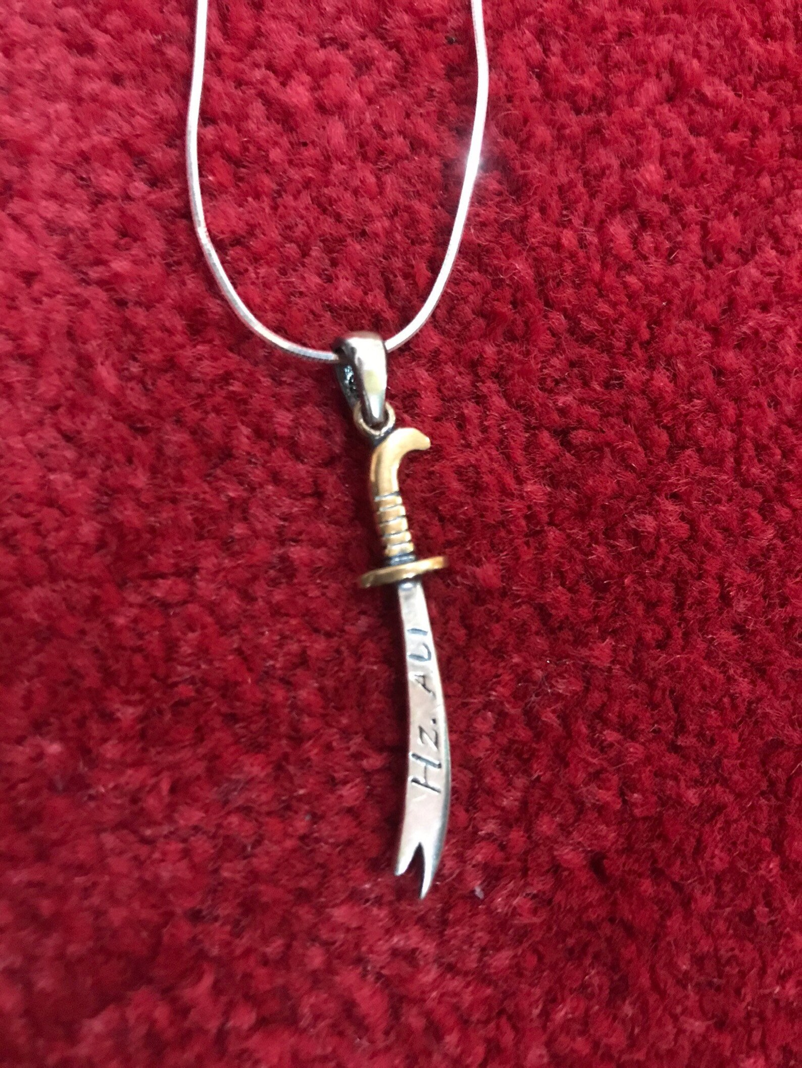 Solid Silver 925 Sterling HZ Zulfiqar Imam Ali Shia Sword Muslim Arabic ...