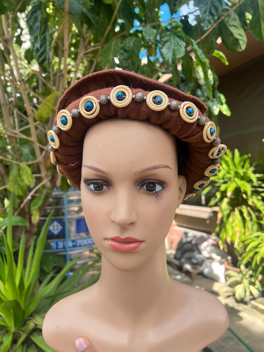 DIY Handmade Felt Tribal Bohemian Hat With Faux Turquoise Beads, Unisex ...