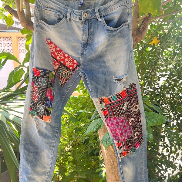 Patchwork Jeans - Etsy