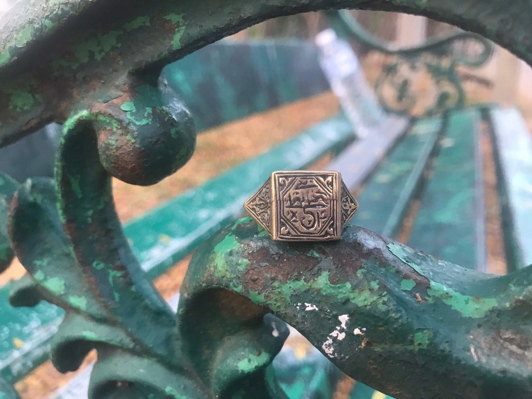 Arabic Brass Ring, Intaglio Ring, Arab Character Ring Size 9 , Charming ...