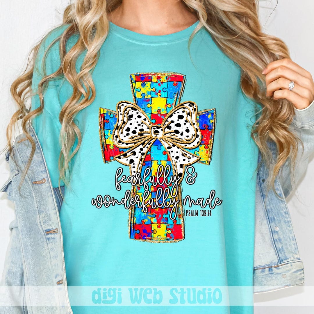 Autism Cross Png Digital Design, Fearfully and Wonderfully Made Bible ...