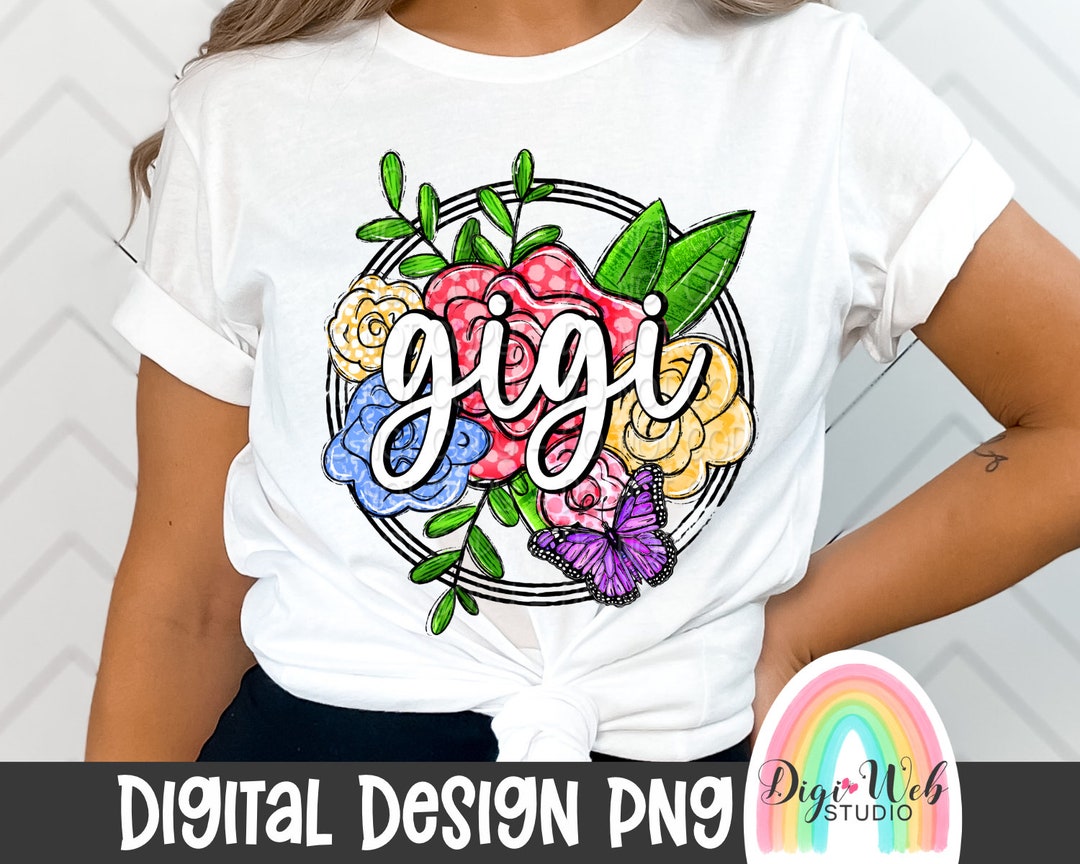 Gigi Digital Design, Bright Floral Grandma Shirt Design, Flowers and ...