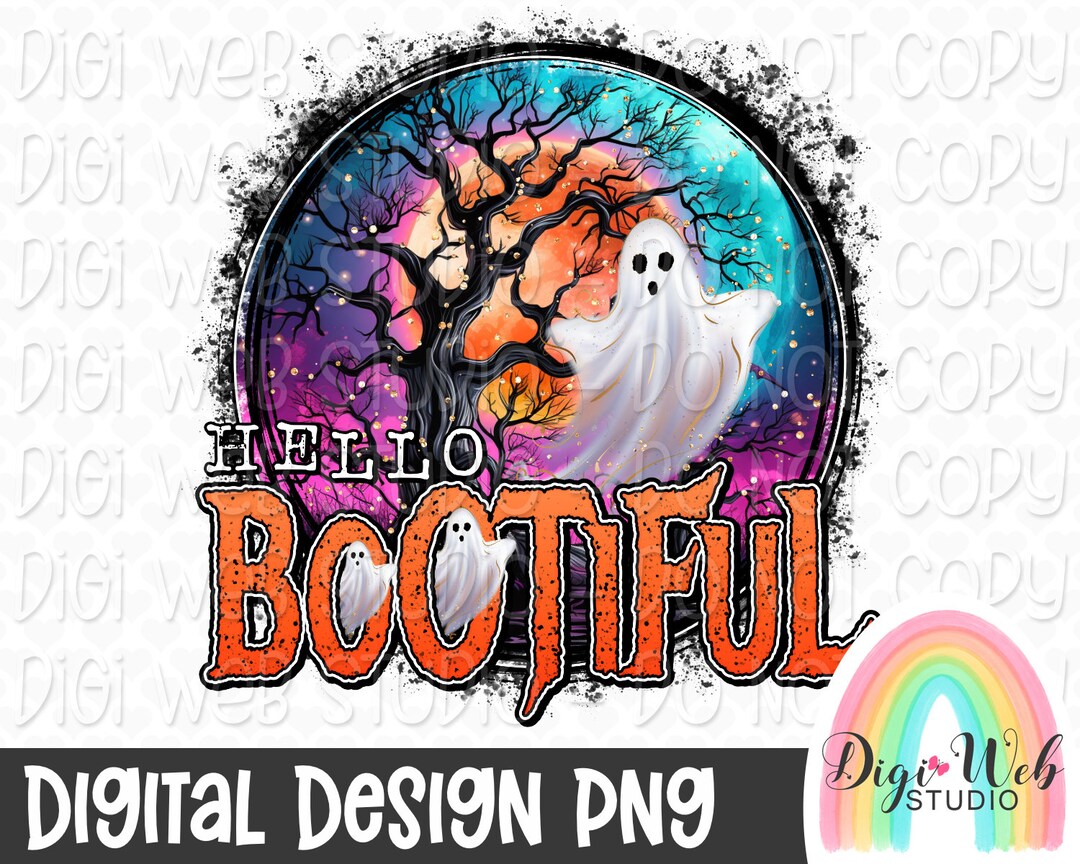Halloween Digital PNG Hello Bootiful Cute Ghost PNG Spooky - Etsy