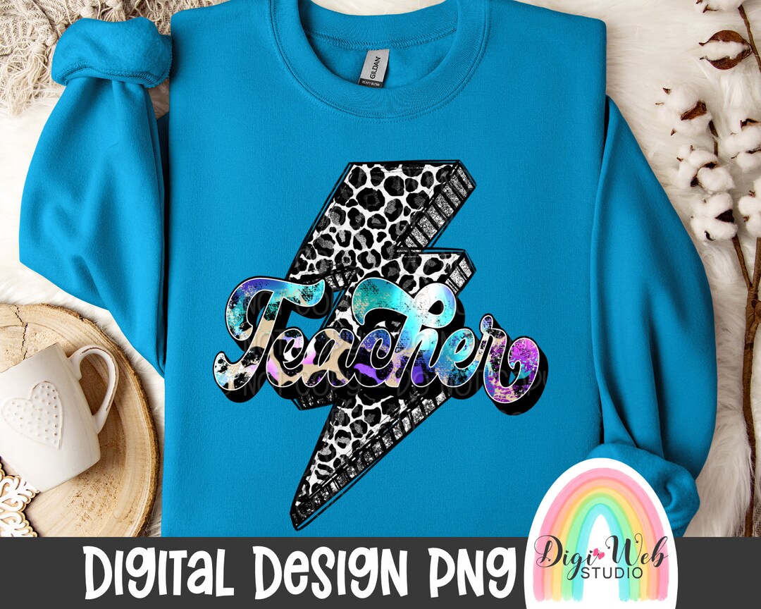 Retro Teacher Png, Teaching Png, Leopard Lightning Digital Design ...