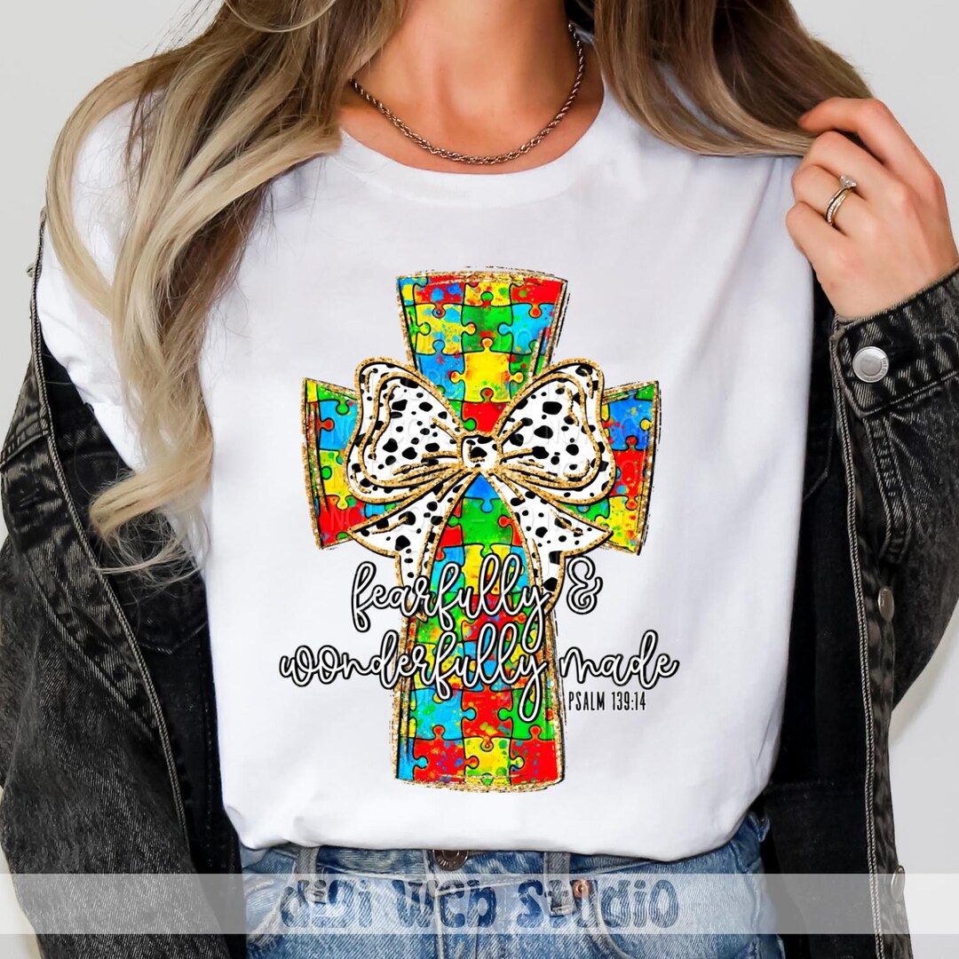 Autism Cross Png Digital Design, Fearfully and Wonderfully Made Bible ...