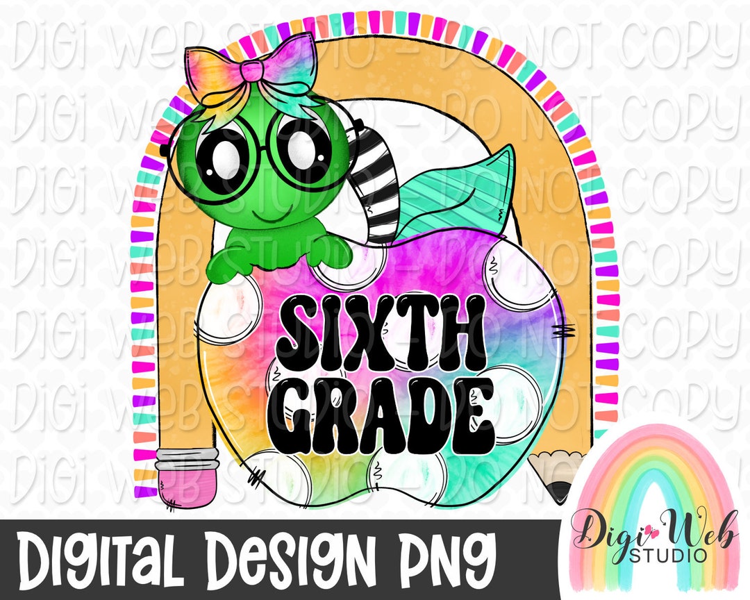 Sixth Grade, Retro Rainbow, Apple, Bookworm, Student Design, School ...