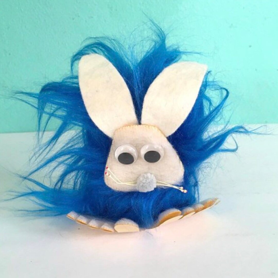Vintage Giant Weepul Rabbit. Long Blue Hair. 6.25 Inches Tall. - Etsy