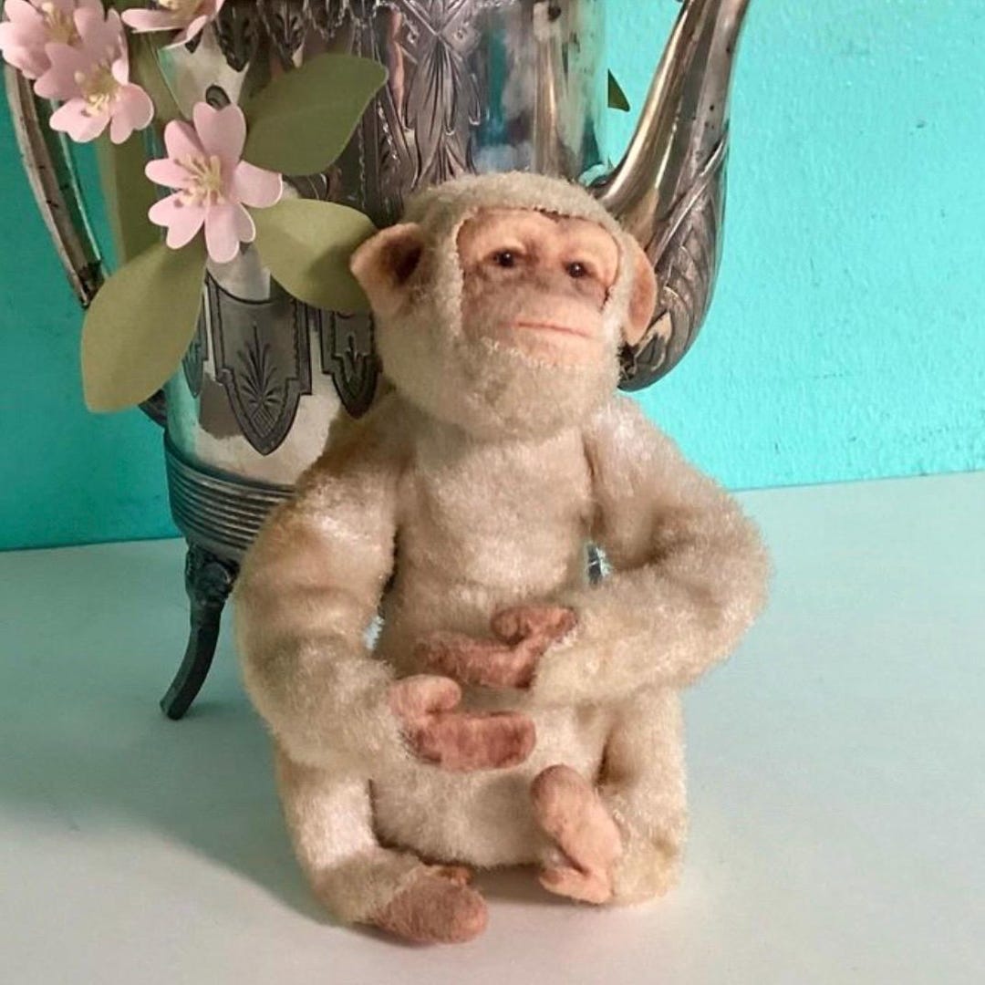 1930s Vintage Mohair Monkey Plush. Blonde Monkey With Gorgeous Detail ...