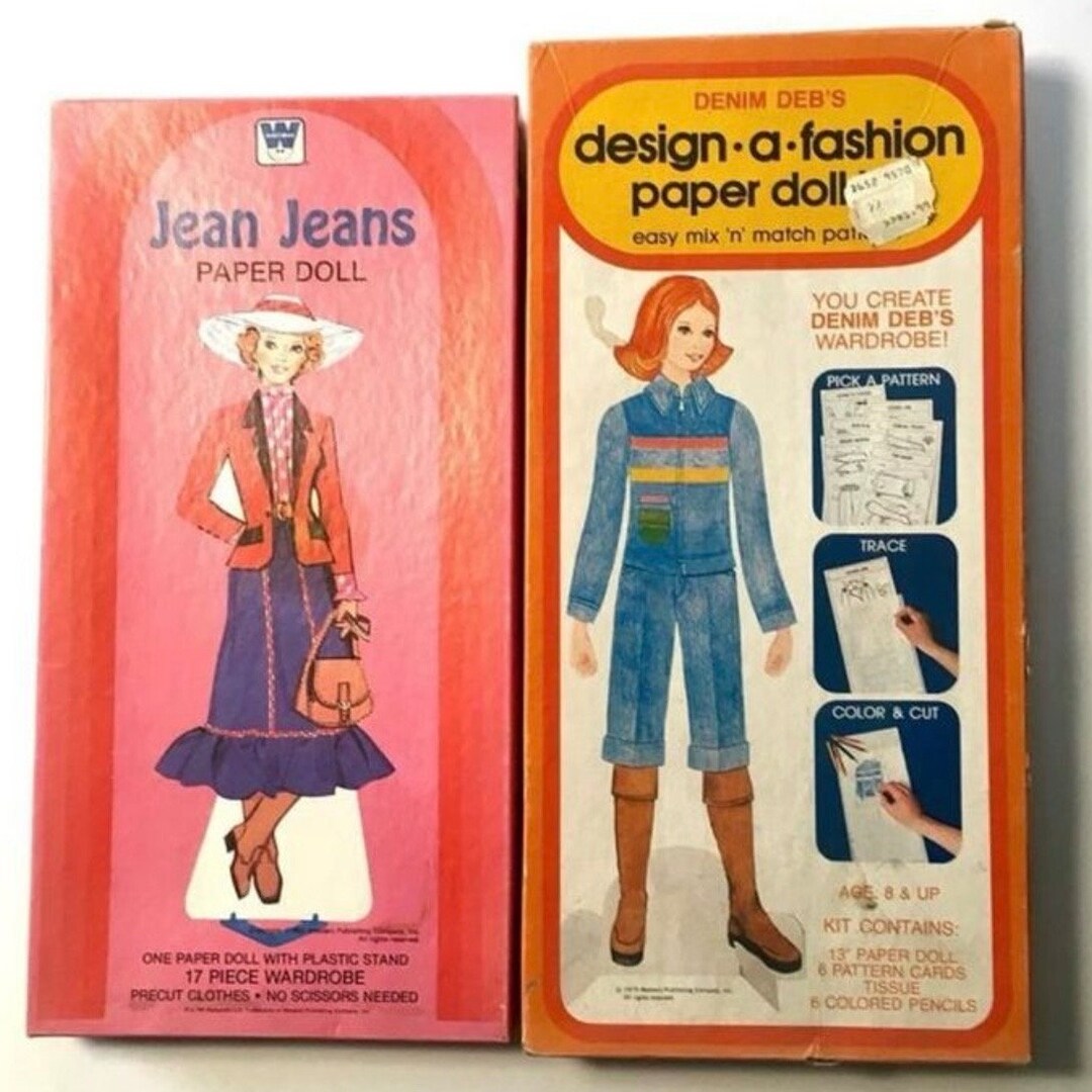 Set of 2 Open Vintage Paper Dolls. Denim Deb and Jean Jeans. 1979 and ...