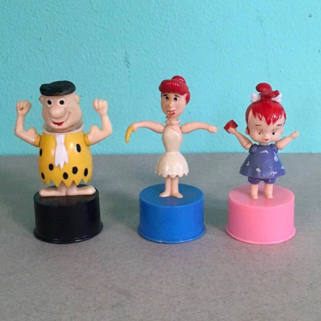 Set of 3 Flintstones Push Puppets, From Kohner Bros. Fred, Wilma, and ...