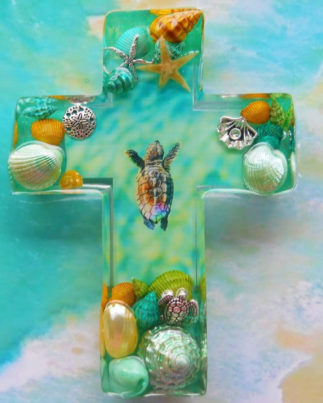 Sea Turtle Cross, Nautical Religious Wall Cross, Marine Life Theme ...