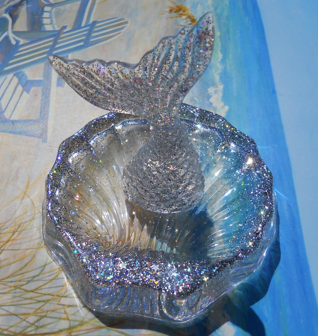 Mermaid Tail Jewelry Dish, Silver Anniversary Mermaid Dish, Ring Loose ...