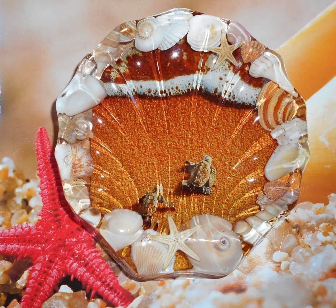 Baby Sea Turtles Seashell Soap Dish, Marine Life Art, Ocean Beach ...