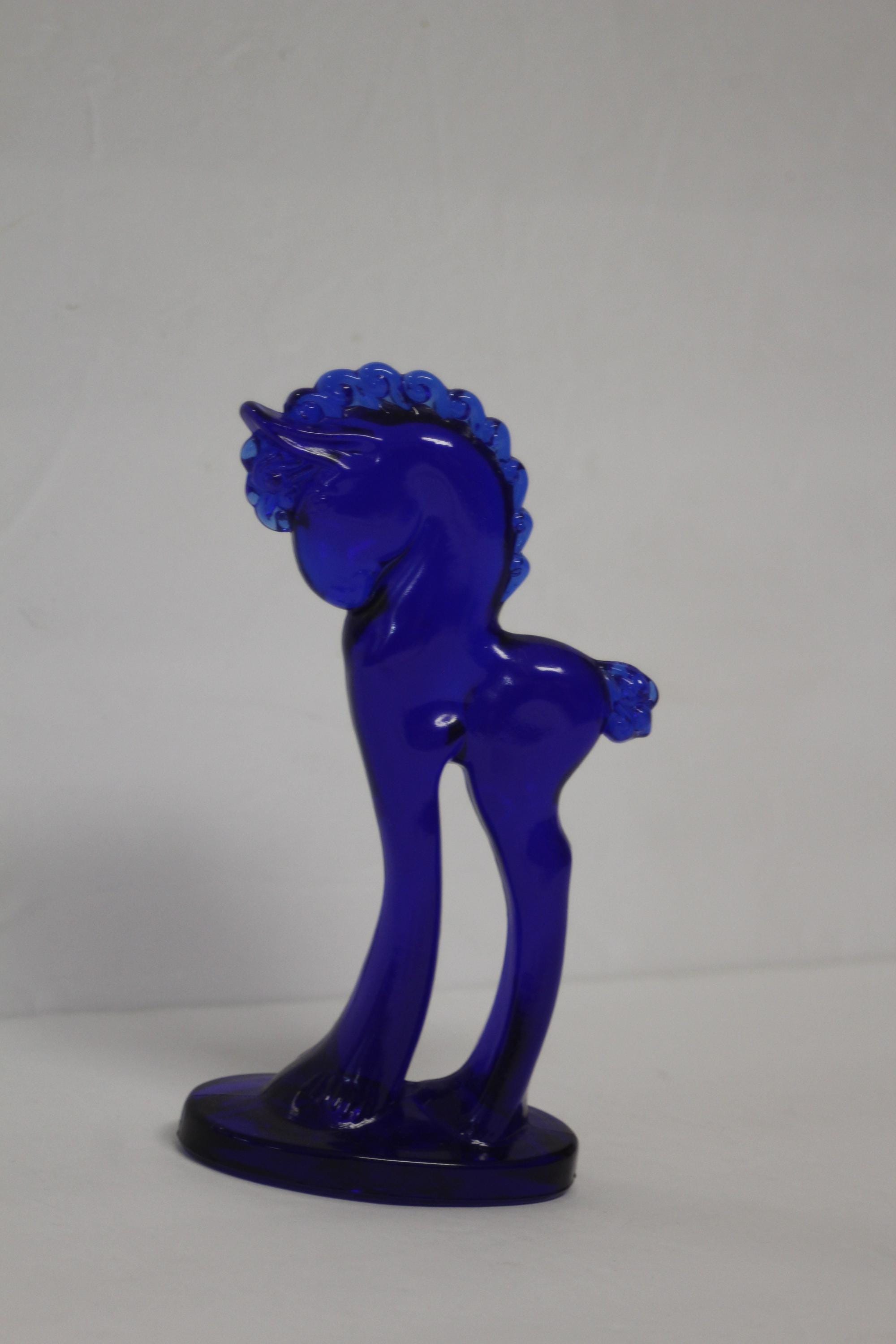 Vintage Pair of Mosser Glass Cobalt Blue Pony Trojan Horse - Etsy