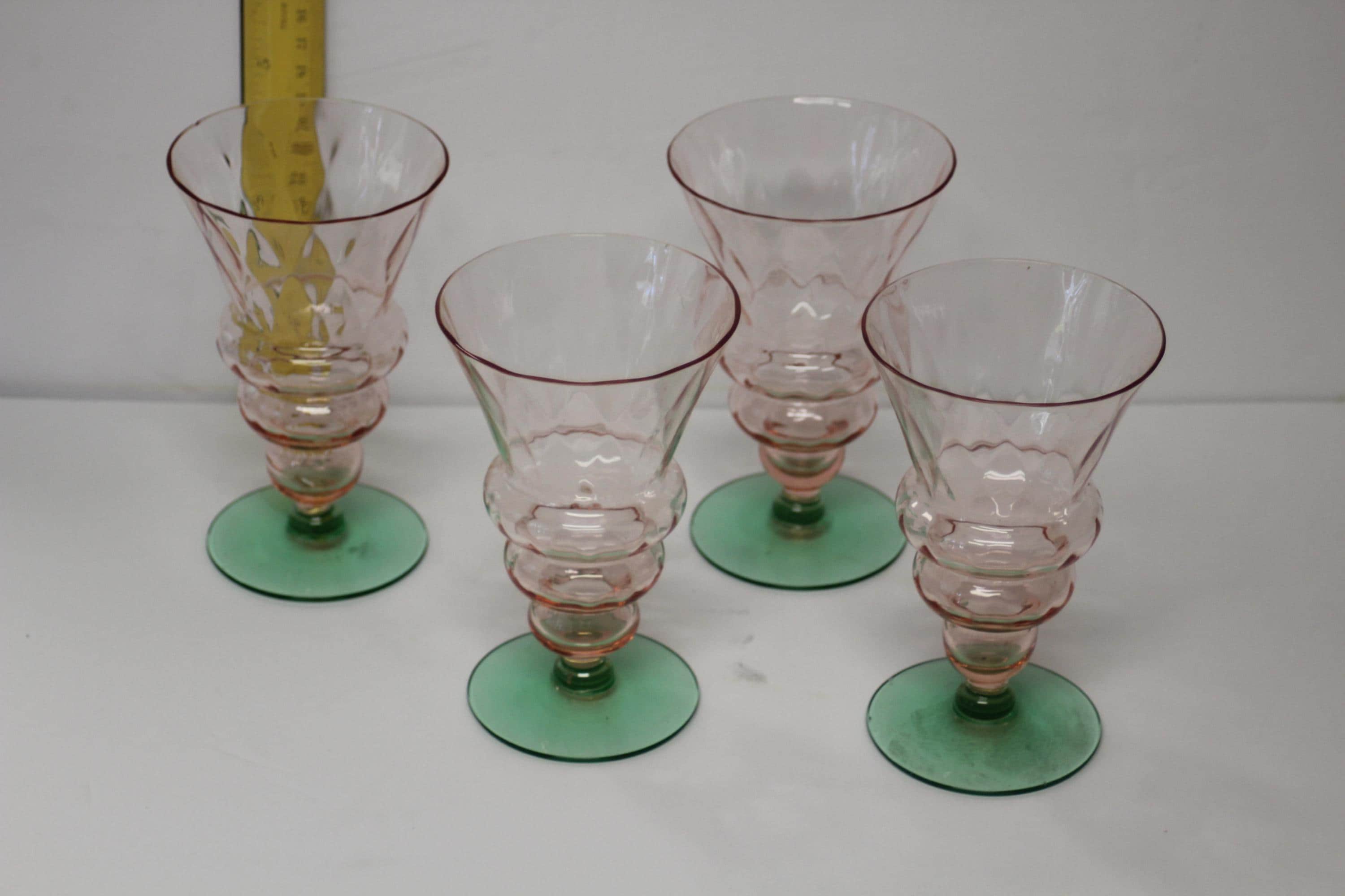Vintage Depression Glass Watermelon DIAMOND OPTIC Iced Tea / Parfaits ...