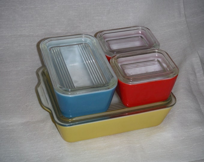 Vintage Pyrex Primary Colors Red Blue Yellow 8 Pc - Etsy