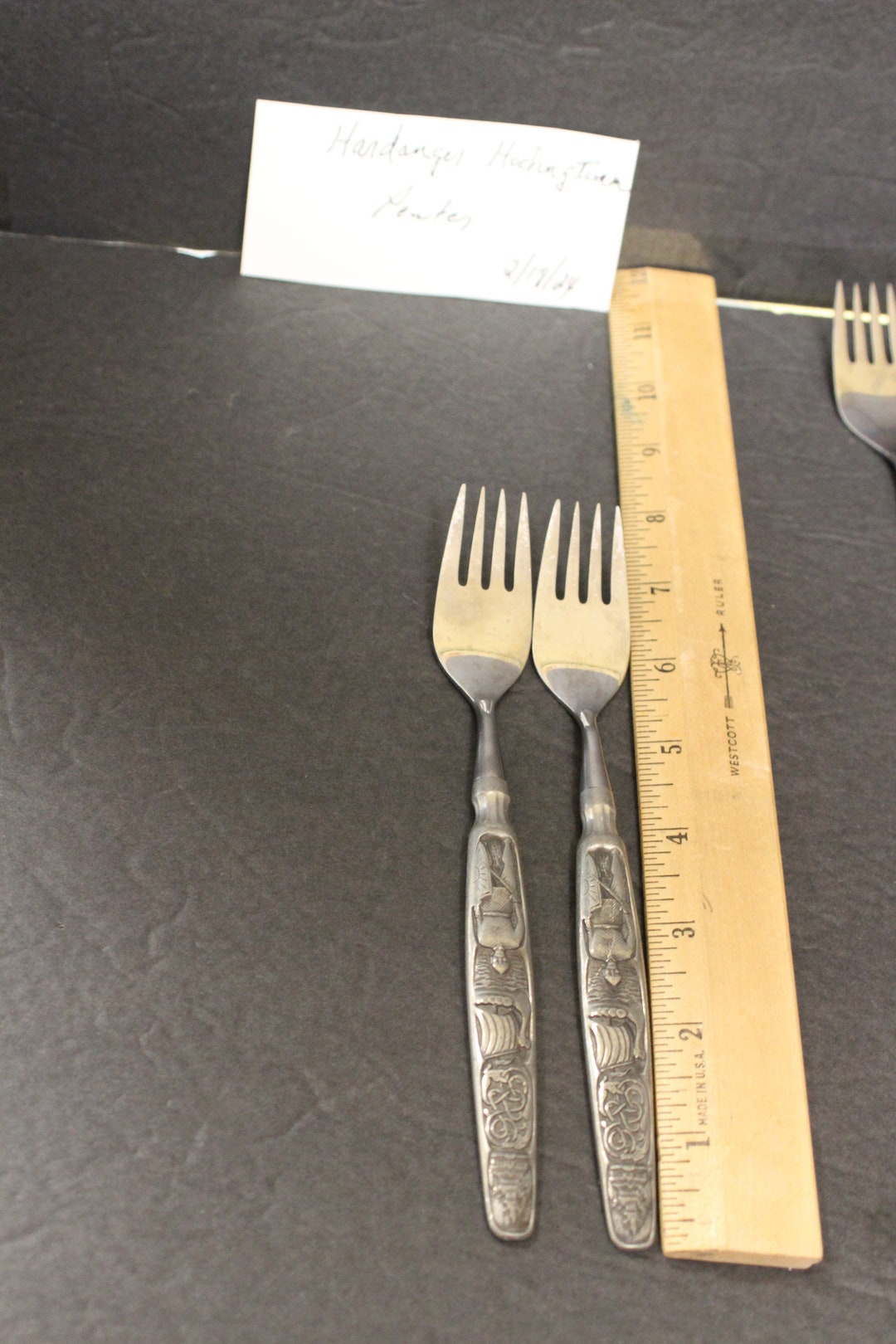 Konge Tinn Pewter Heilag Dinner Forks Set of 2 Vintage Viking Norway ...