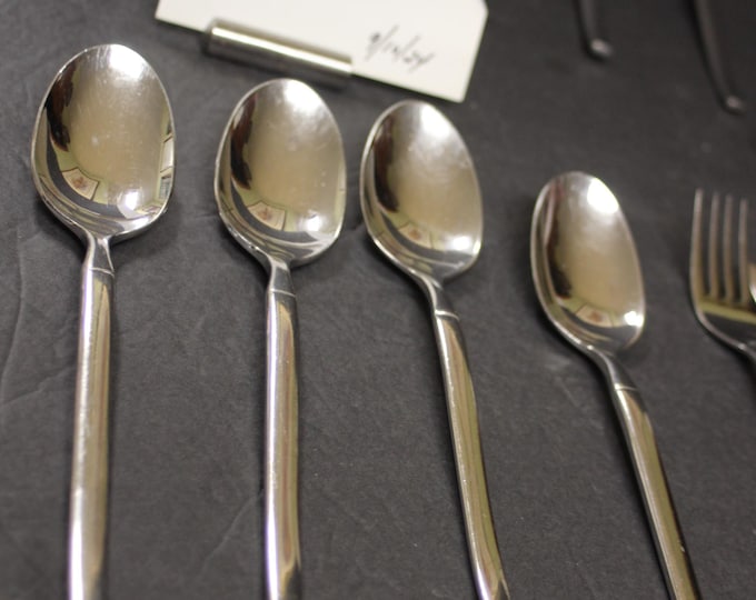 Hampton Silversmiths GENEVA-GLOSSY Stainless Forks Spoons Outlined 30 ...