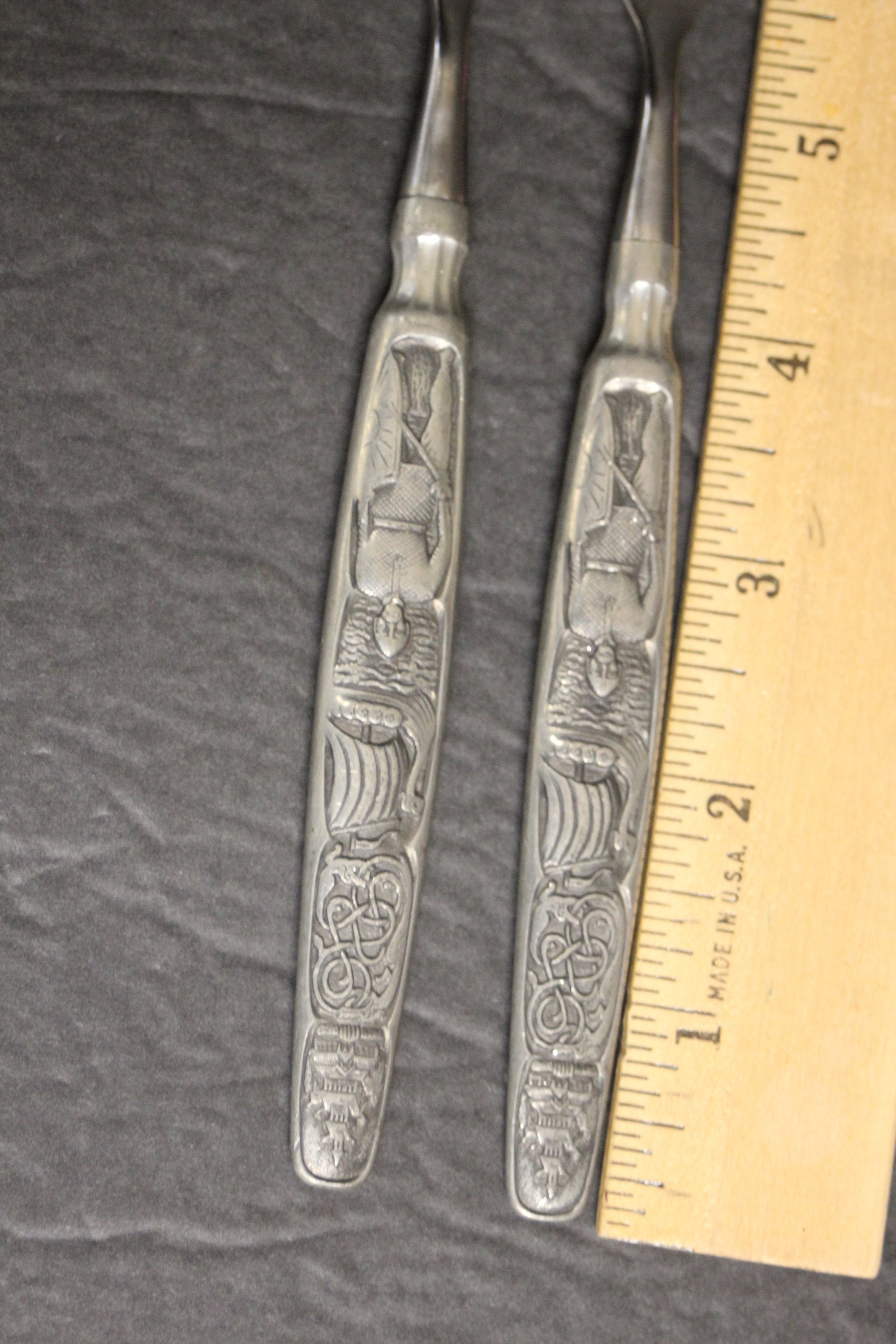 Konge Tinn Pewter Heilag Dinner Knifes Set of 2 Vintage Viking Norway ...