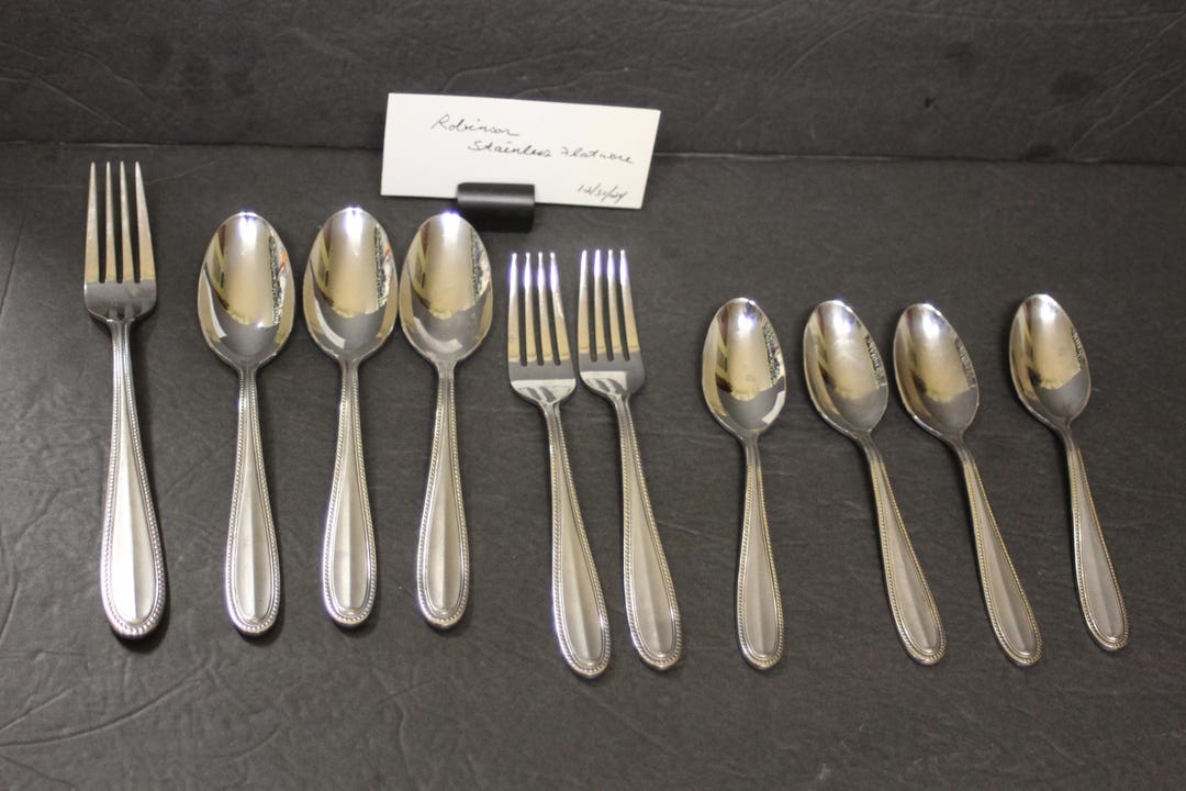 Robinson Stainless Steel Beaded Flatware 10 Pieces - Etsy