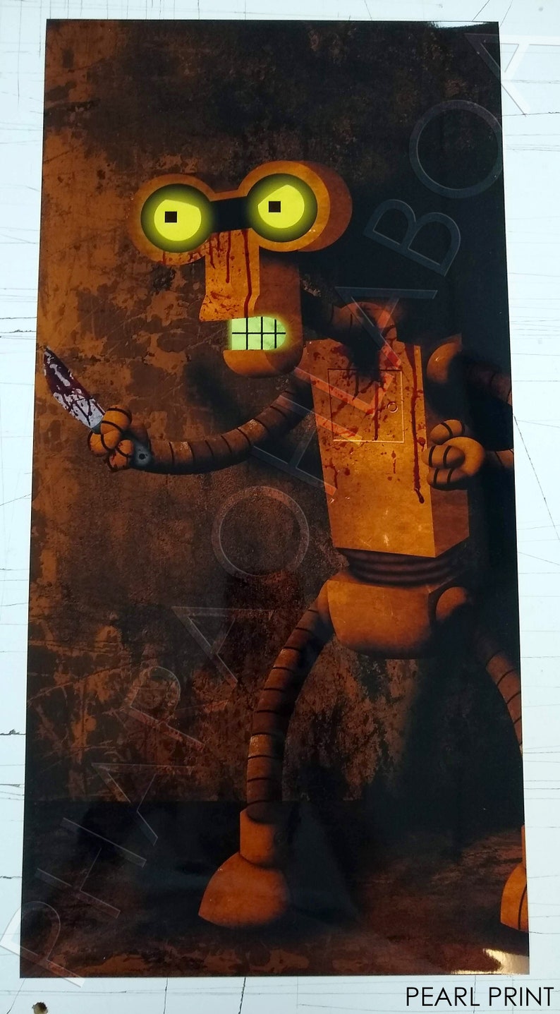 Art Print Metal Canvas Futurama Roberto Insane Robot Knife Sci | Etsy