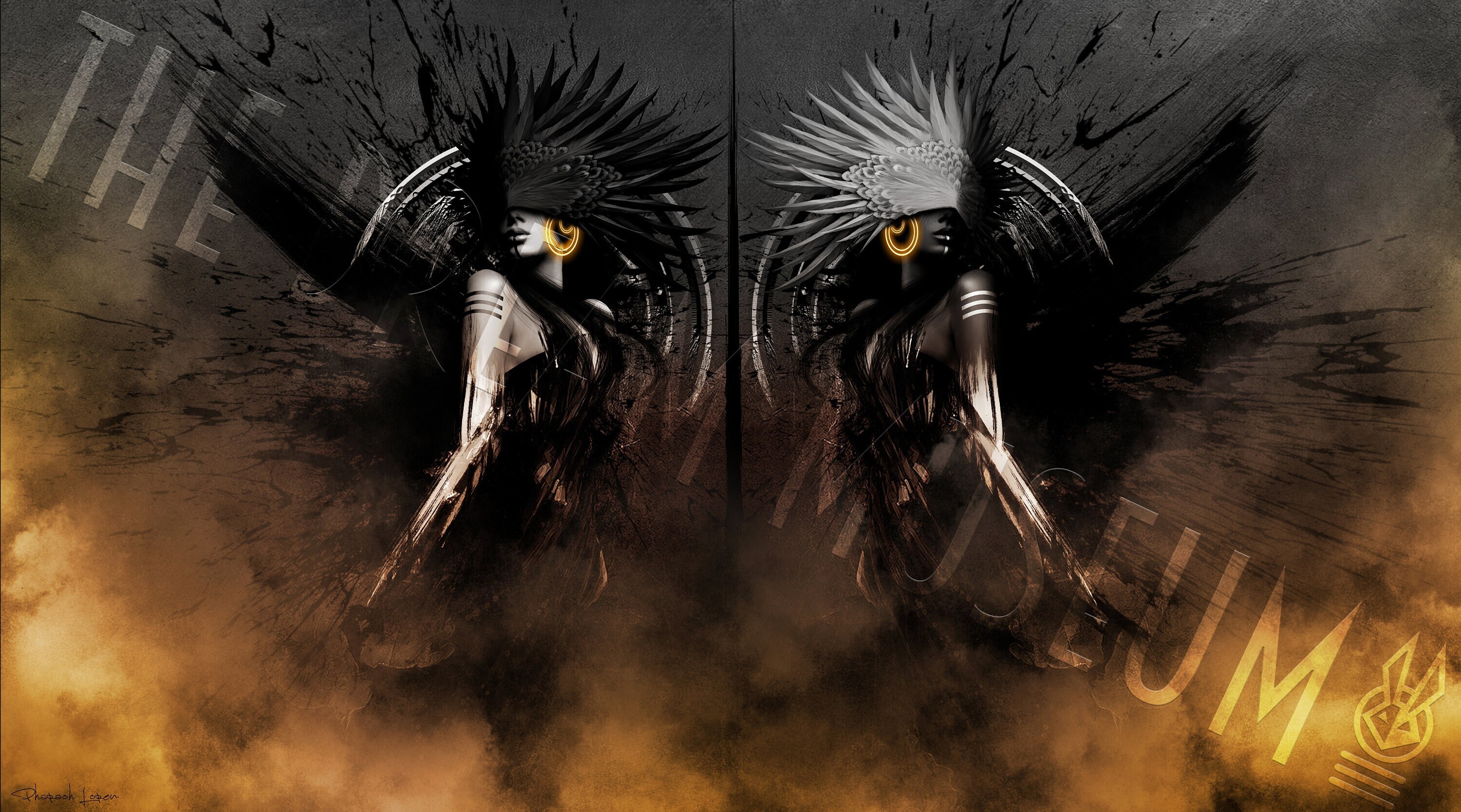 Art Print Metal Canvas Hell's Guardians Hell Headdress Women God ...