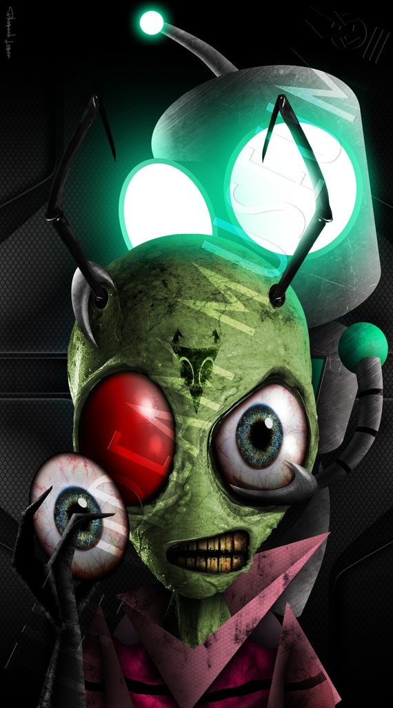 Art Print Metal Canvas Invader Zim Gir Sci Fi Alien Robot Etsy