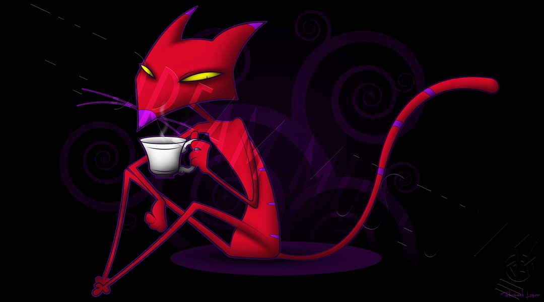 Art Print Metal Canvas Courage the Cowardly Dog Katz Coffee Cartoon ...