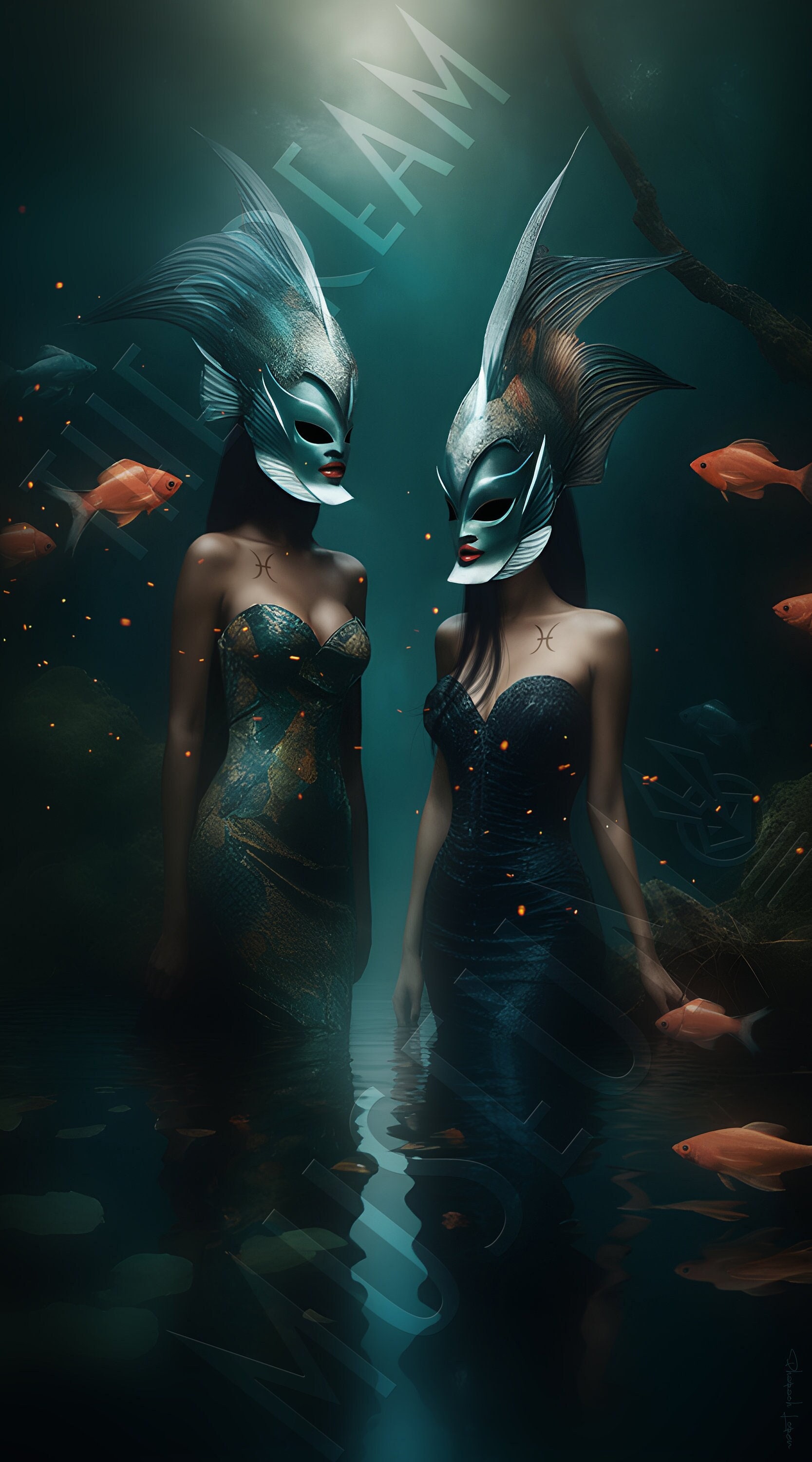 Art Print Metal Canvas Gothic Aesthetic Pisces Fish Zodiac Sign Fishes ...