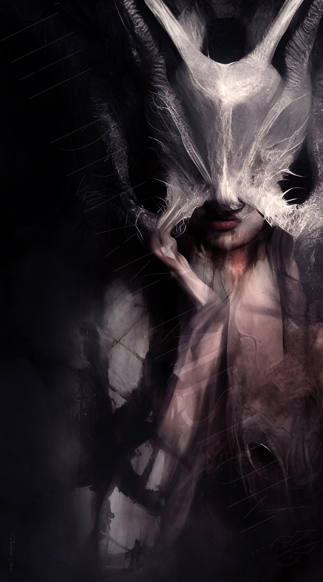 Art Print Metal Canvas Disturbing Dream Haunted Rabbit Woman Abstract ...