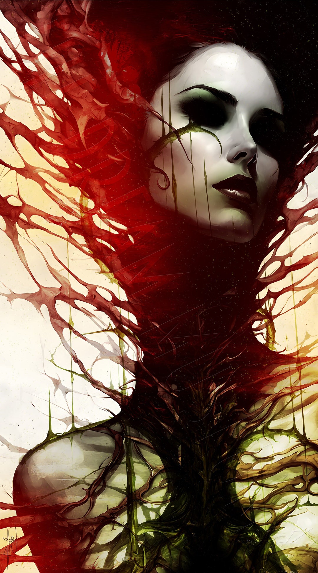 Woman Dark Venom Poison Ivy Blood Abstract Bloody Portrait Ethereal ...