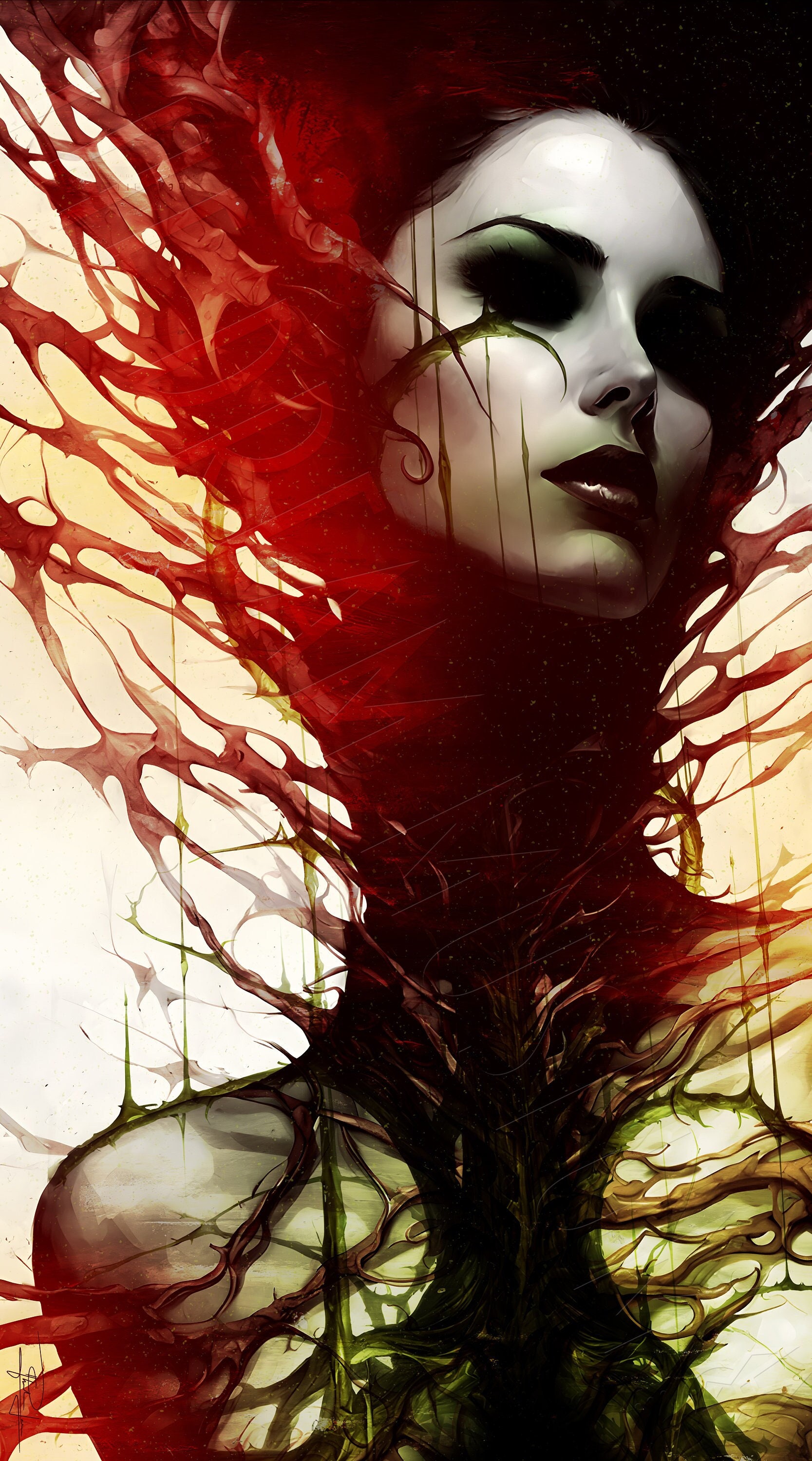 Woman Dark Venom Poison Ivy Blood Abstract Bloody Portrait Ethereal ...