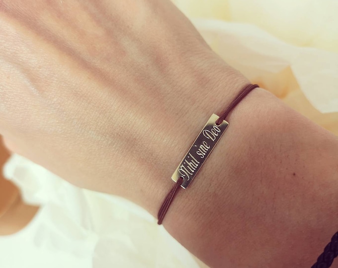 Personalized Bar Bracelet, Custom Engraved 14K SOLID Yellow Gold Bar ...