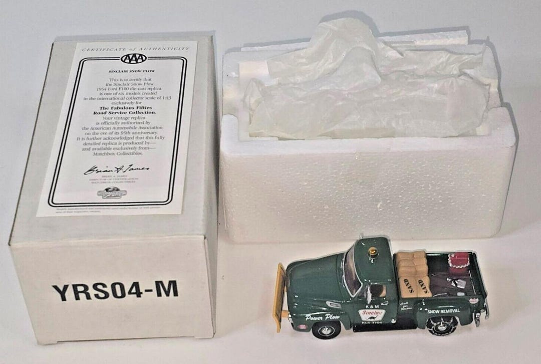 Matchbox 1954 Sinclair Oil Diecast 1/43 Ford F-100 Plow Truck NOS YRS05 ...