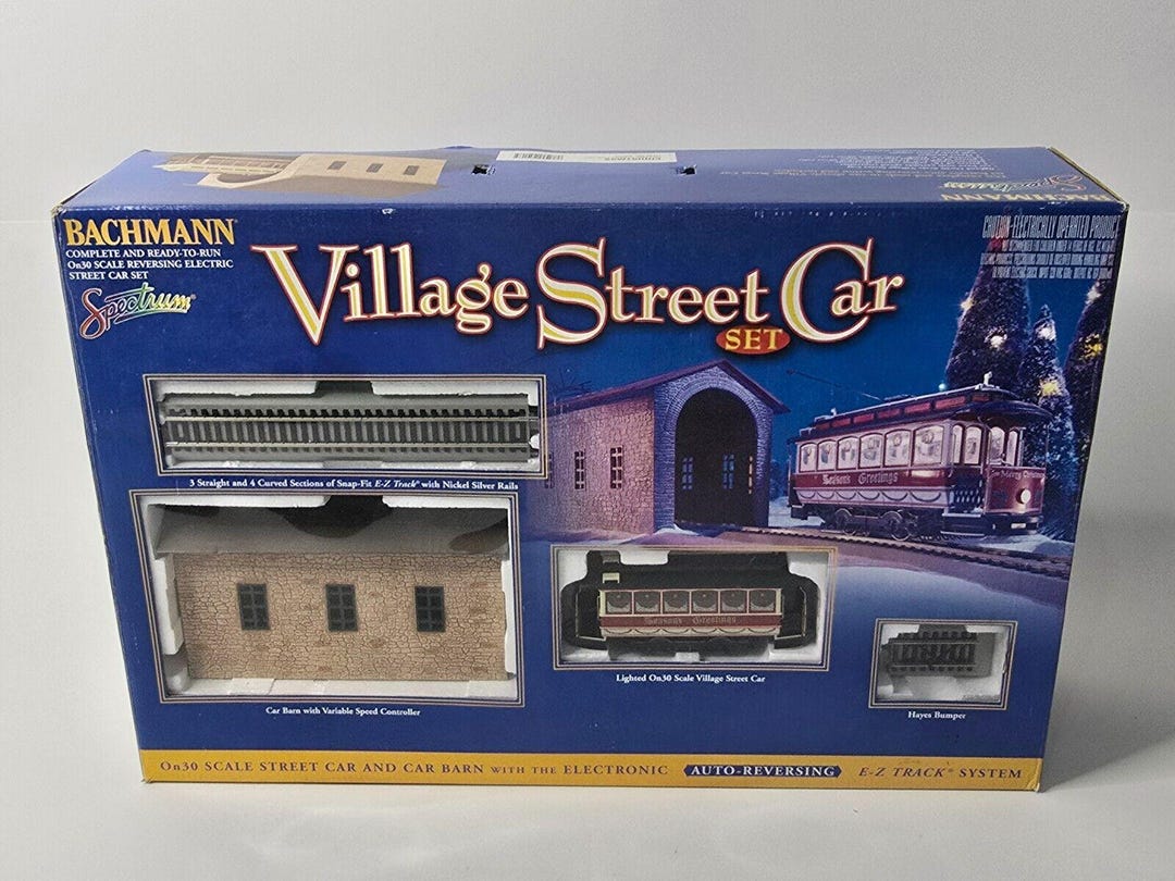 Vintage Bachmann On30 HO Christmas Village Train Street Car Set 25017 ...