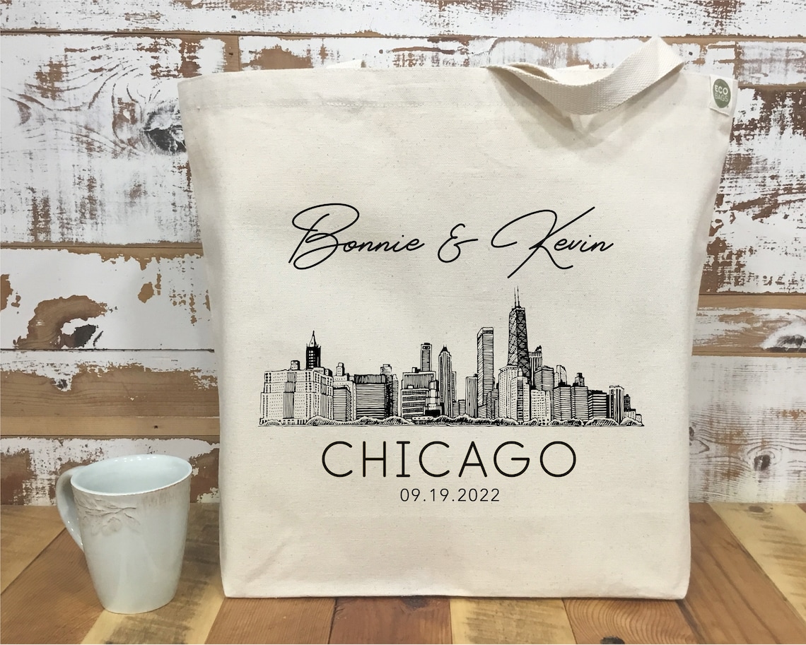Chicago Tote Chicago Skyline Tote Personalized Tote | Etsy