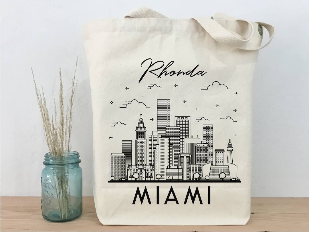 Personalized Miami Tote, Bachelorette Party Tote, Miami Shopping Tote ...