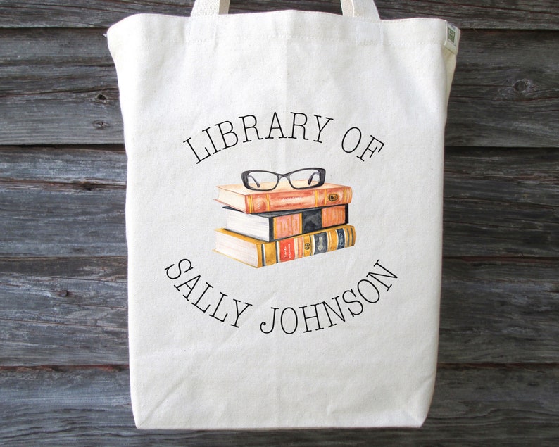 Personalized Book Tote Book Bag Bibliophile Gift Library | Etsy