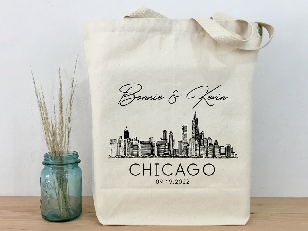 Chicago Tote, Chicago Skyline, Tote, Personalized Tote, Wedding Welcome ...