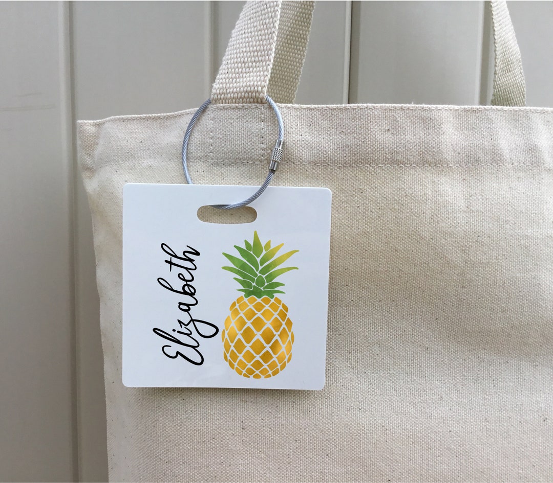 Pineapple Bag Tag, Personalized Bag Tag, Bachelorette Bag Tag, Girls ...
