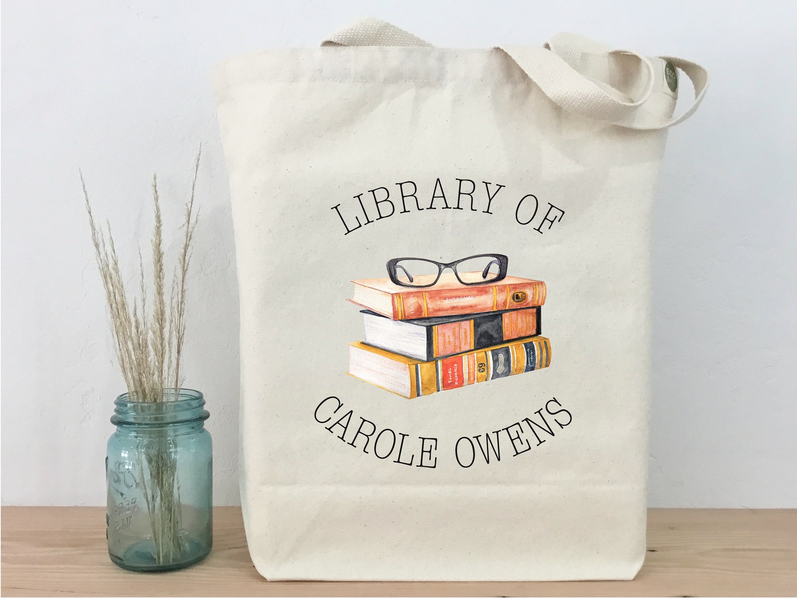 Personalized Book Tote Book Bag Bibliophile Gift Library - Etsy